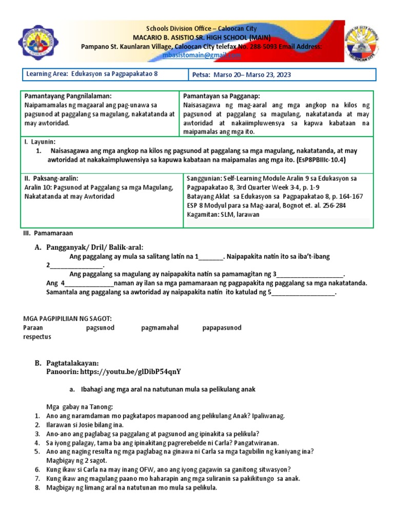 3Q Paggalang Pagsasabuhay | PDF