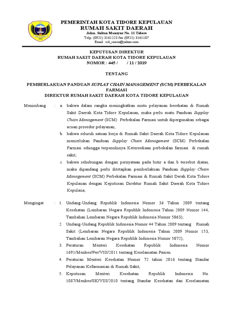 SK PEMBERLAKUAN PANDUAN SUPPLAY CHAIN New | PDF