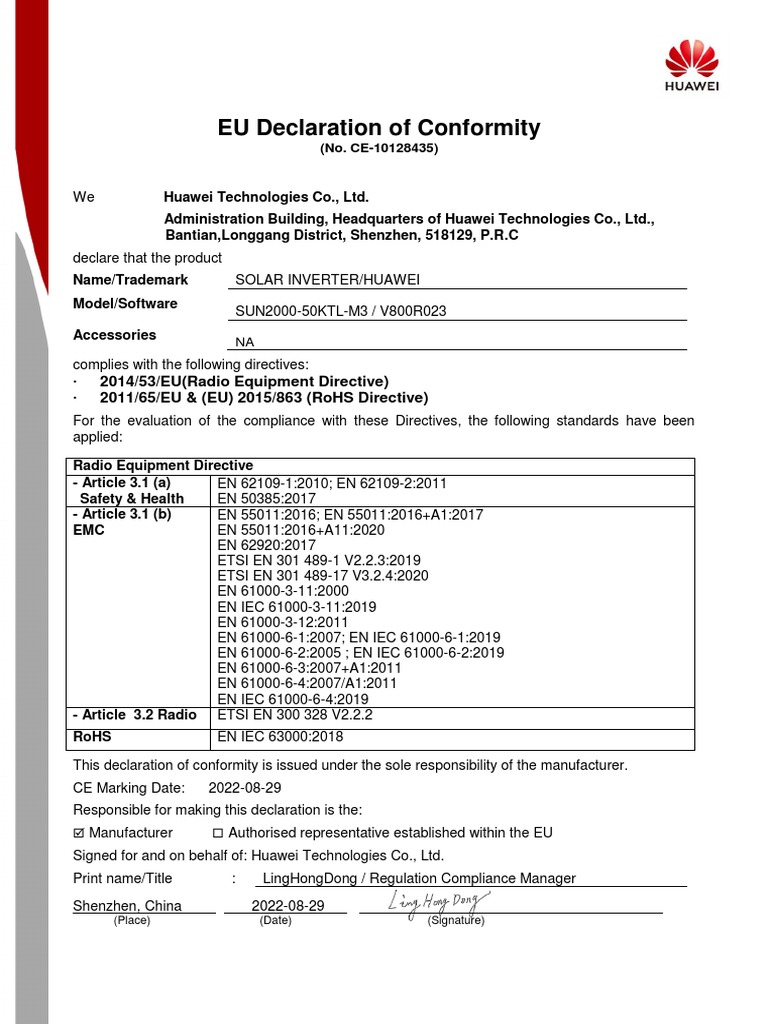 SUN2000-50KTL-M3 CE DOC_HW_20220829 | PDF