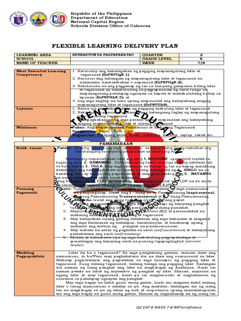 FLDP ESP 8 Q2 W7 and 8 Revised Final | PDF