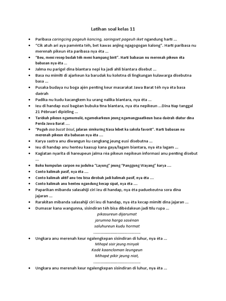 Latihan Soal Kelas 11 Pdf