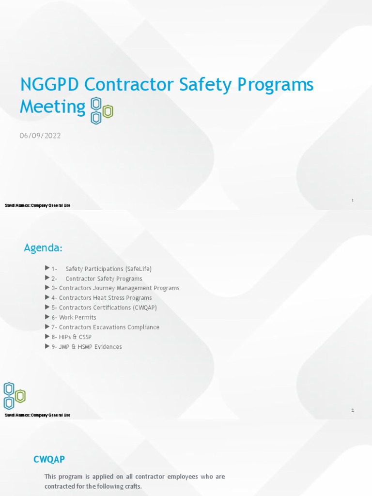 Saudi Aramco Contractor Safety Programs | PDF