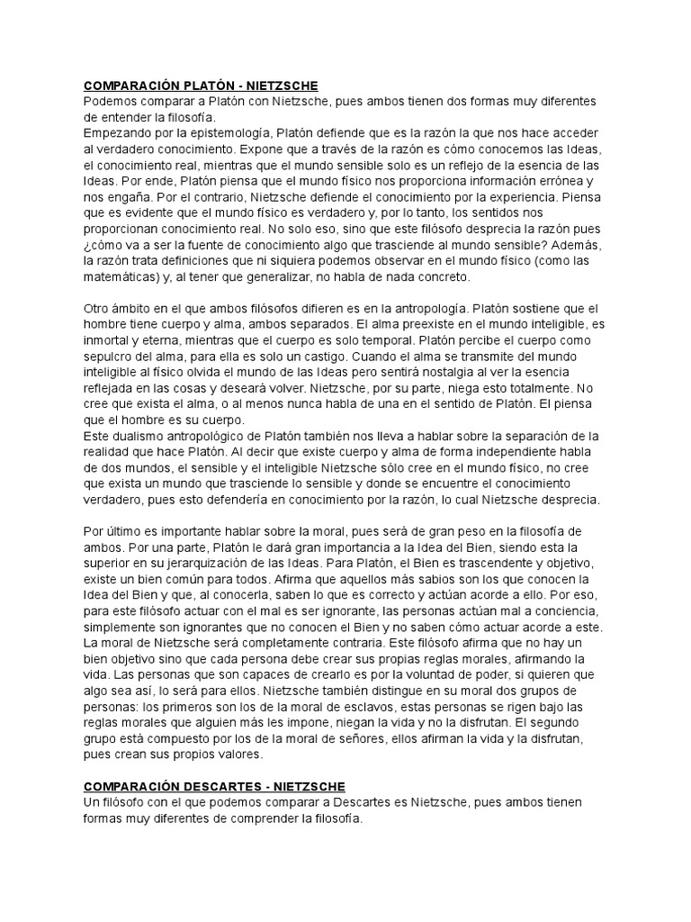 Comparaciones Filosofía | PDF | René Descartes | Platón