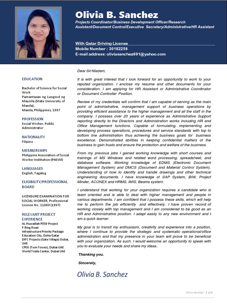 Olivia Sanchez CV | PDF | Employment | Databases
