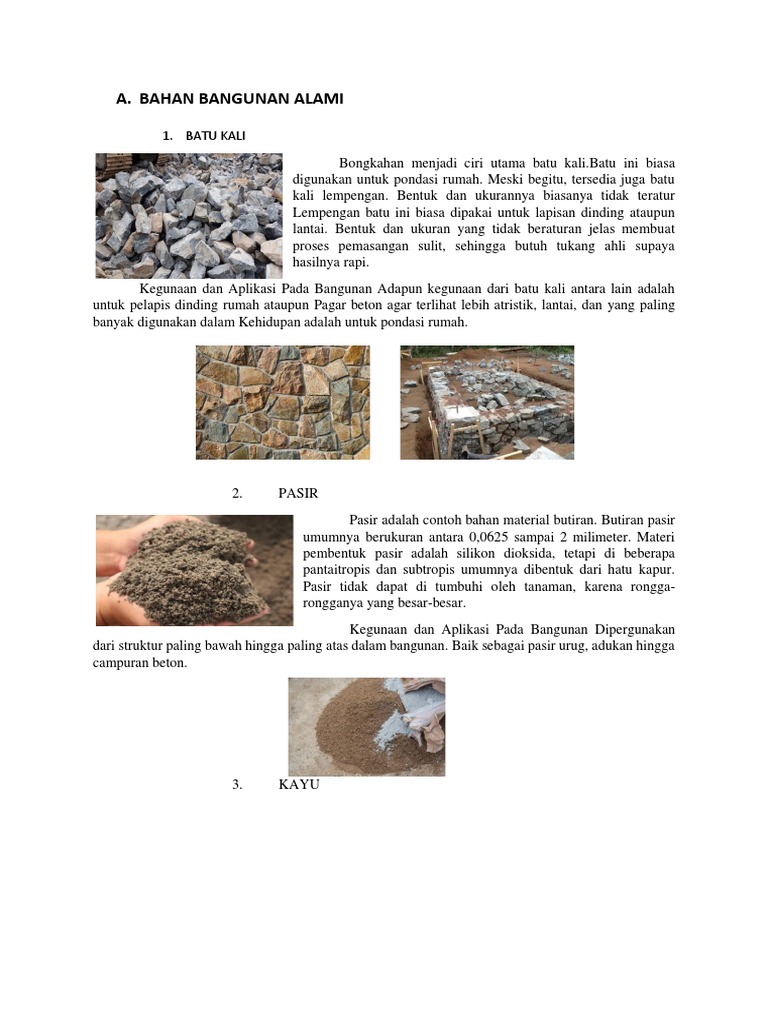 Bahan Bangunan Alami dan Kegunaannya | PDF