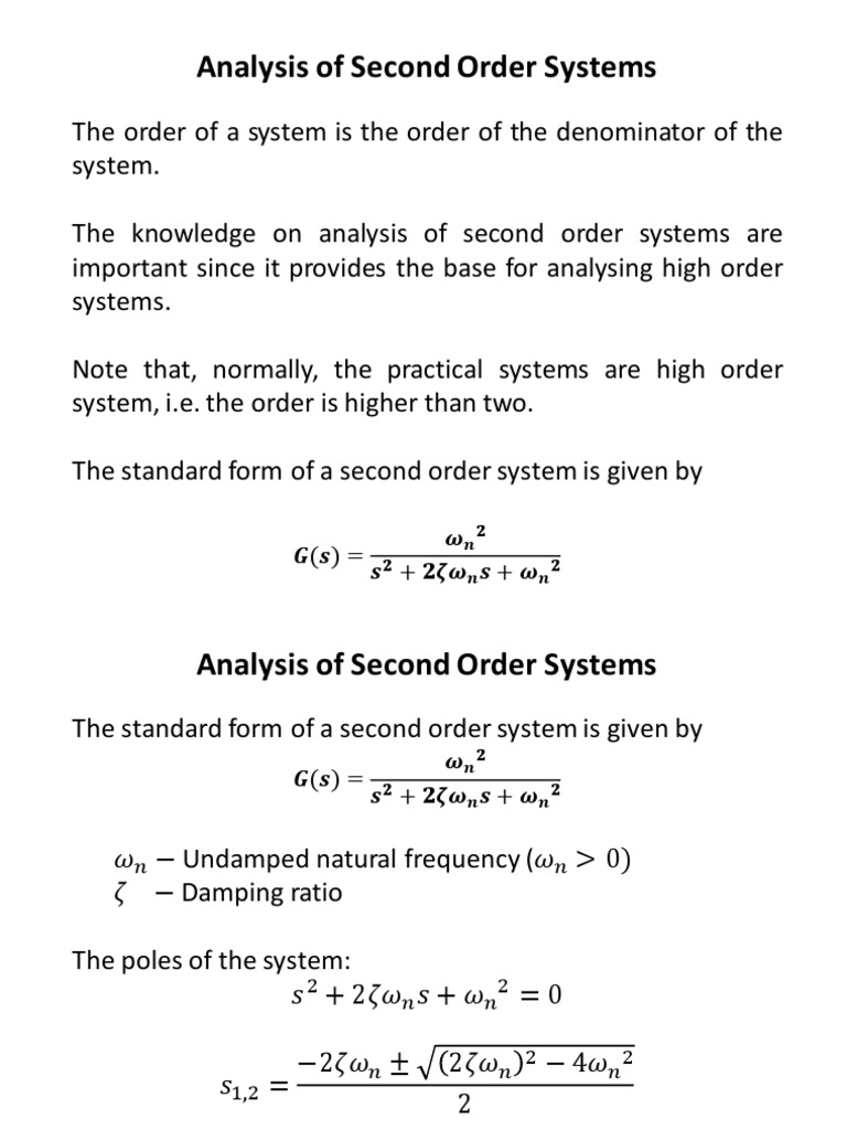 Analysis of Second Order Systems | PDF | Damping | Signal Processing