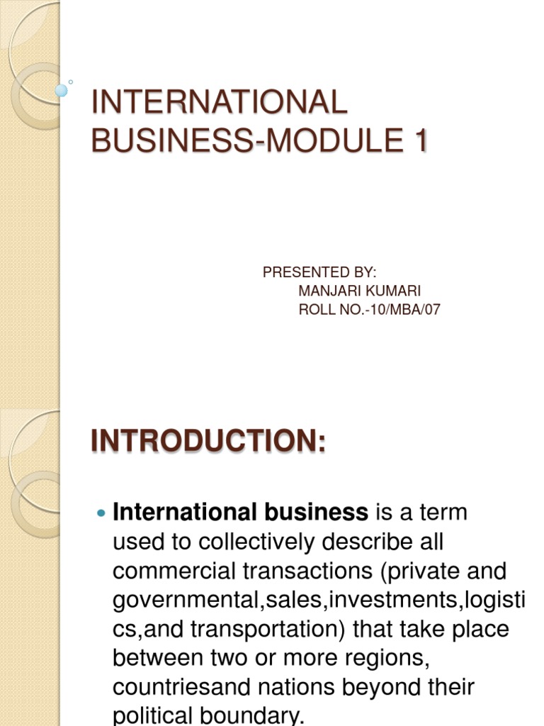 Importance of Studying International Business | PDF | International ...