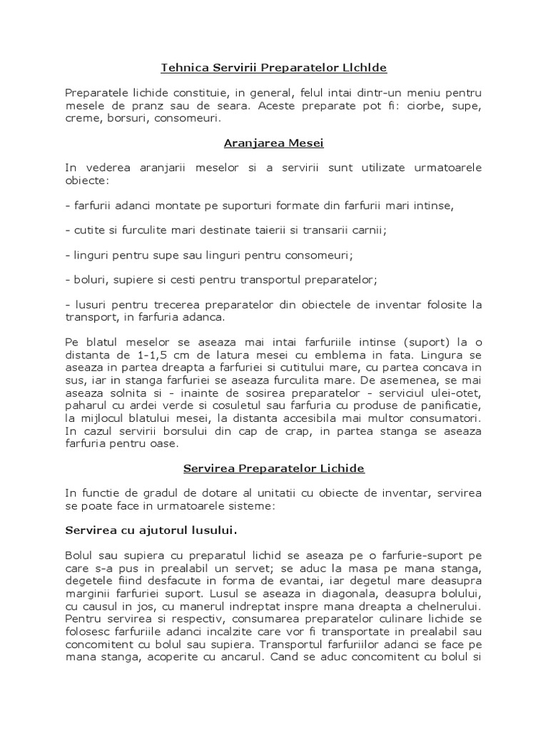 Servirea Preparatelor Lichide | PDF