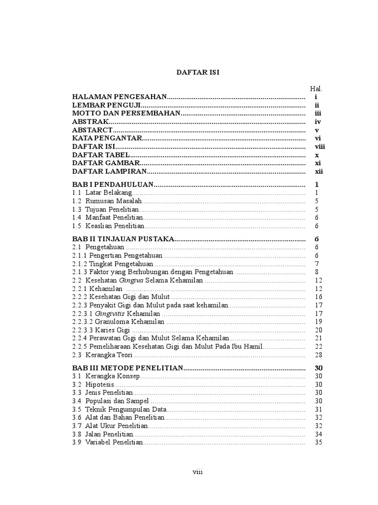 Daftar Isi Skripsi | PDF