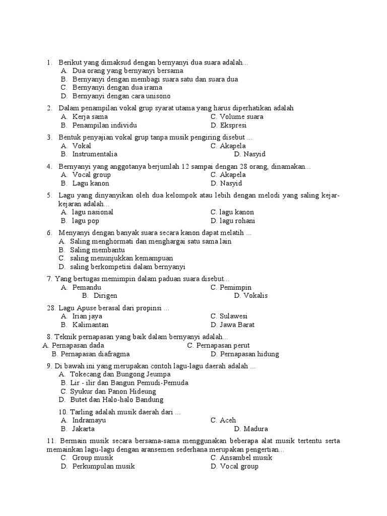 Soal SBK Kelas 7 | PDF