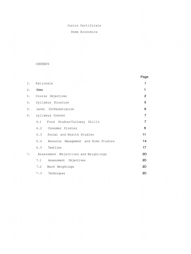 JC Home Ec Syllabus | PDF | Textiles | Adolescence