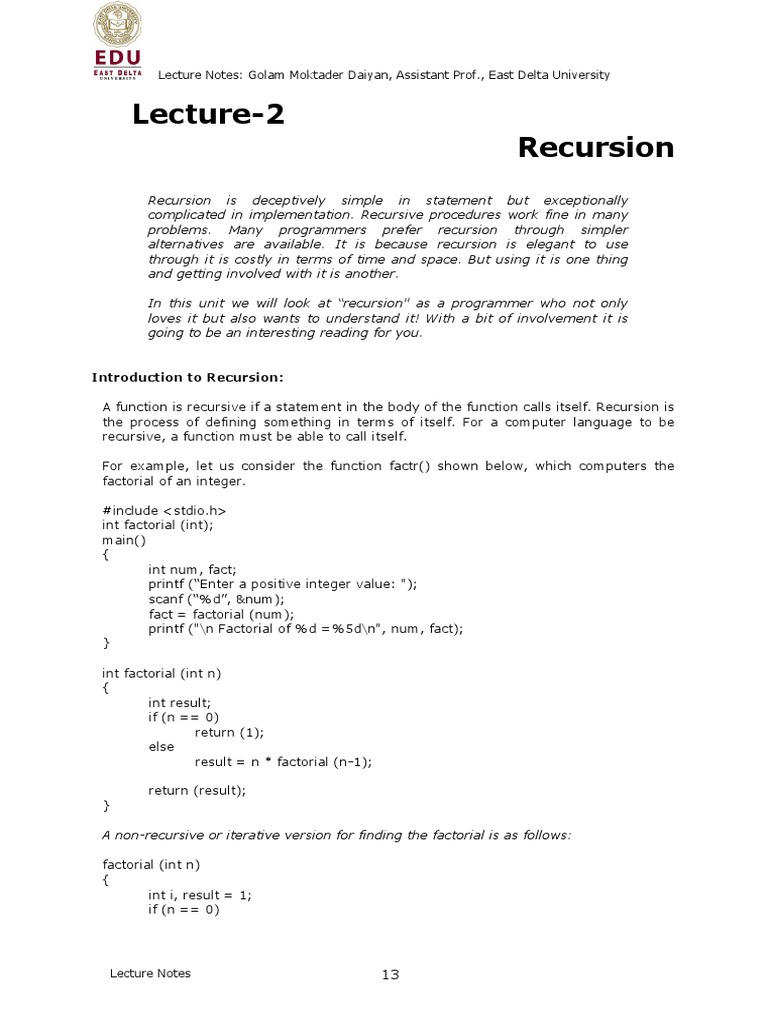 Lecture 2 | PDF | Control Flow | Sequence Lecture 2 | PDF | Control Flow | Sequence