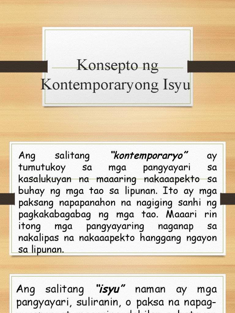 Konsepto NG Kontemporaryong Isyu | PDF