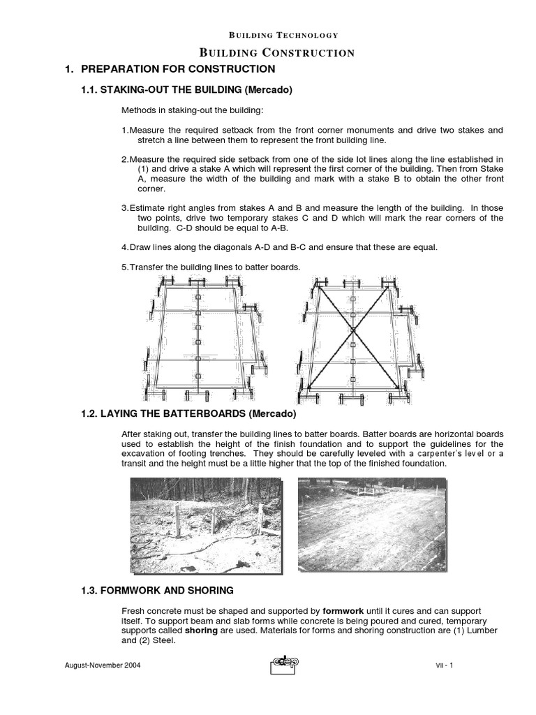 Preparation For Construction: Uil Ding Onstruction | PDF | Framing (Construction) | Deep Foundation