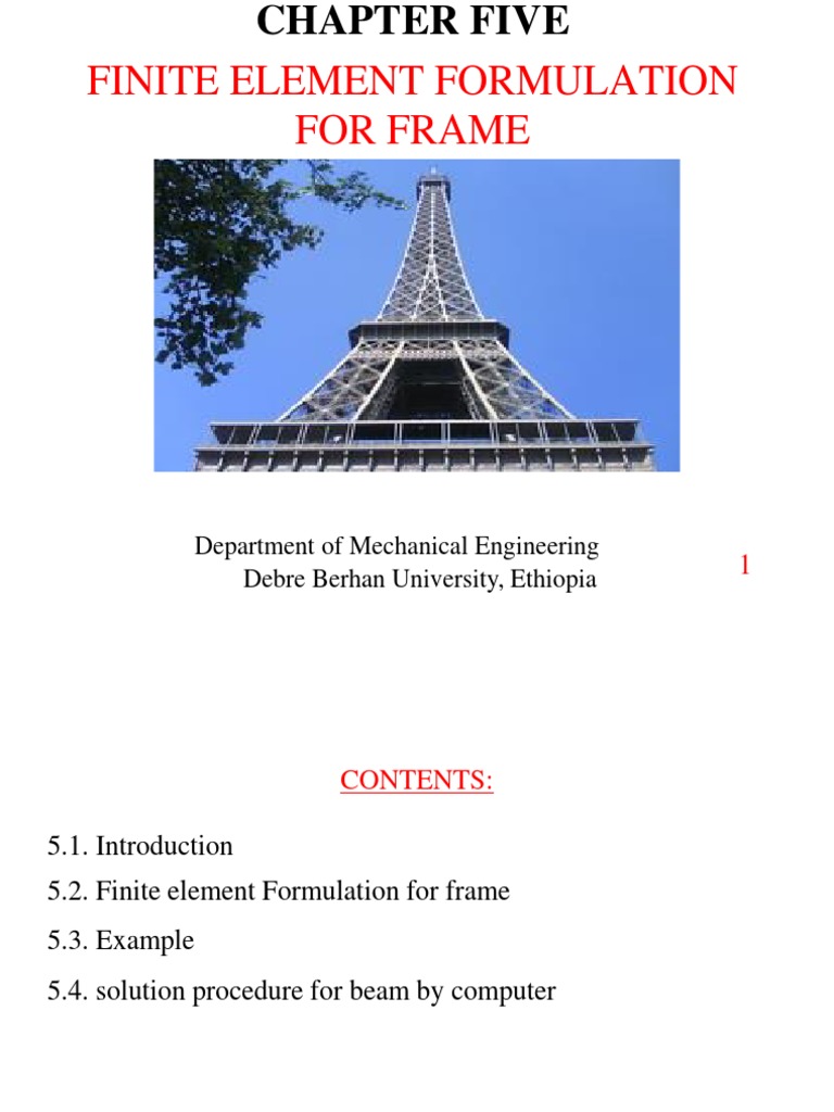 5 Finite Element Formulation For Frame Pdf