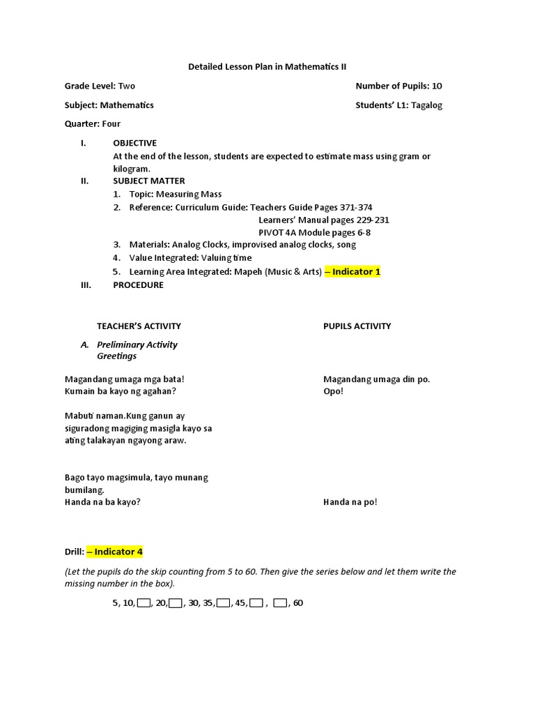 Detailed Lesson Plan in Mathematics | PDF