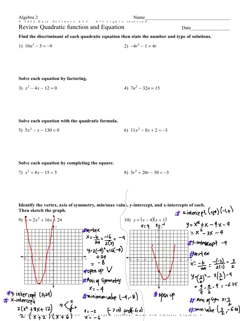 Review Quadratic Equation and Function - Term 2 | PDF