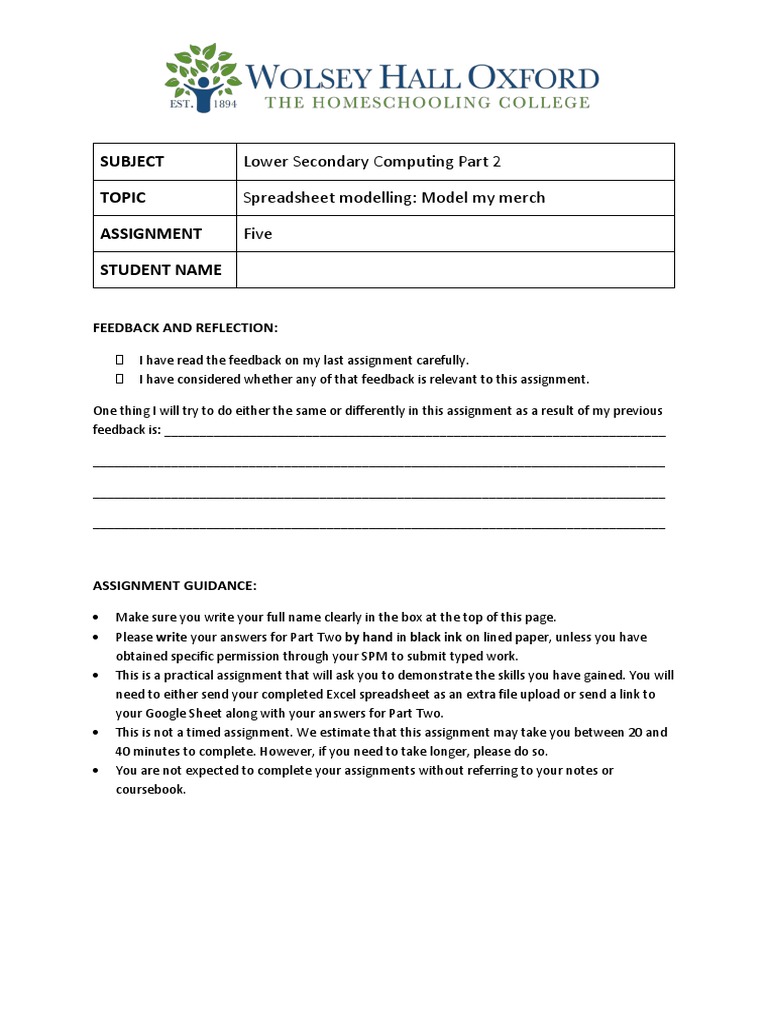 Assignment 05 | PDF | Spreadsheet | Computing