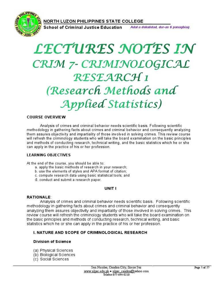 Notes On Criminological Research | PDF | Qualitative Research ...