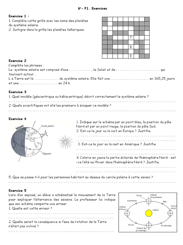6e - P1. Feuille D'exercices | PDF
