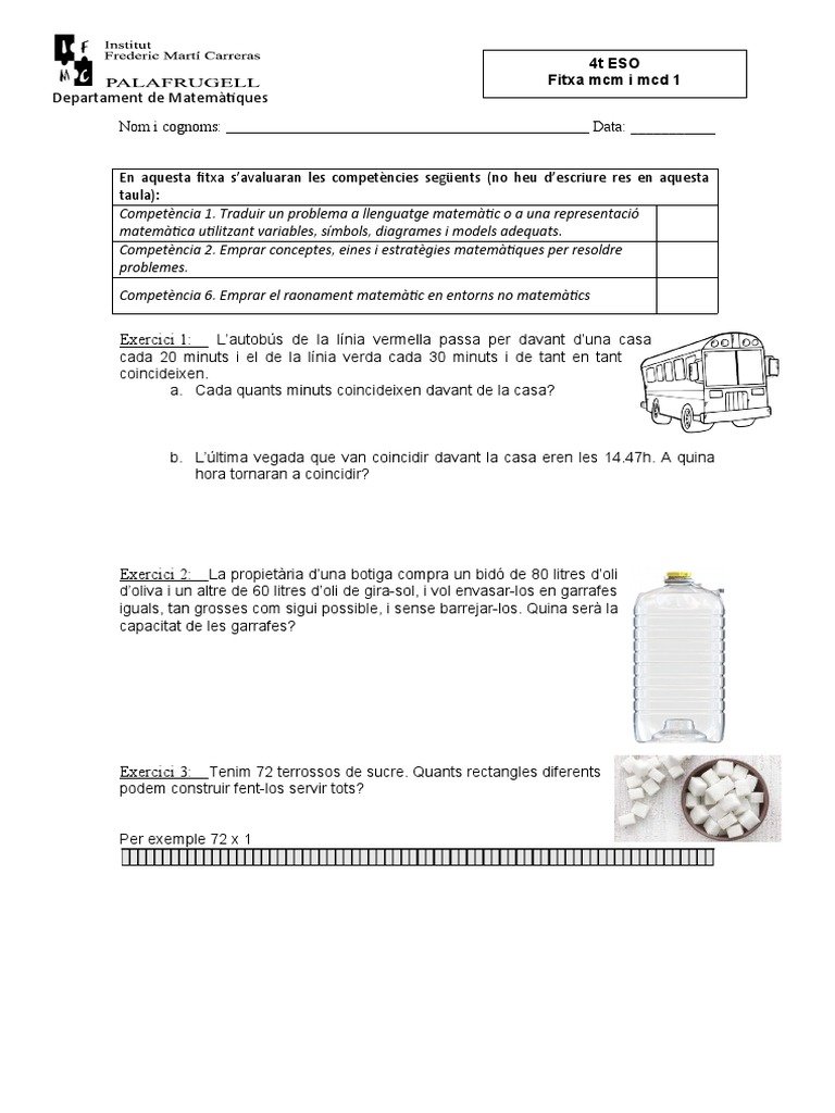 001 Fitxa MCD I MCM - Problemes 1 | PDF