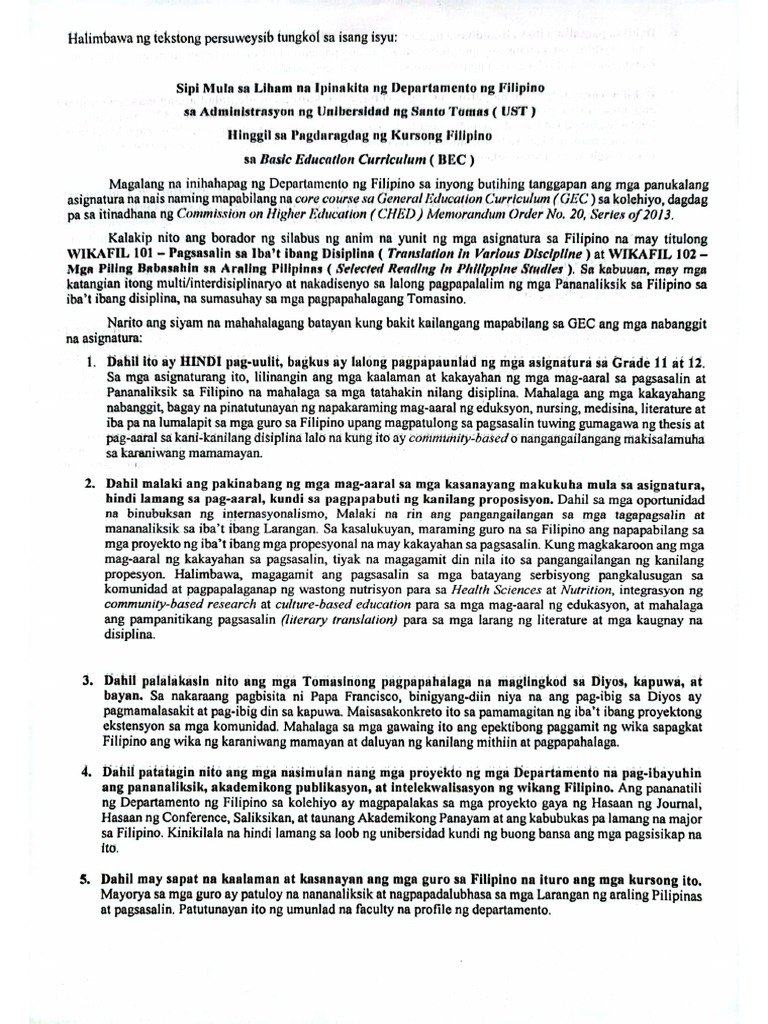 Halimbawa NG Tekstong Persuweysib | PDF