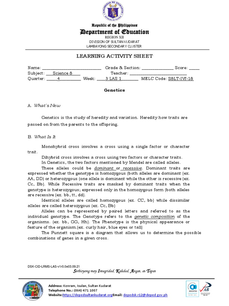 Science 8 Q4 W3 LAS 1-PALCULLO | PDF