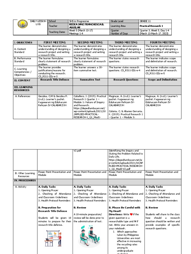 Grade 11 Practical Research Lesson Plan | PDF