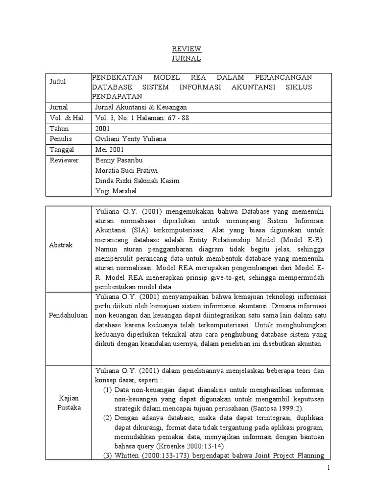 Riveiw Jurnal REA Model | PDF