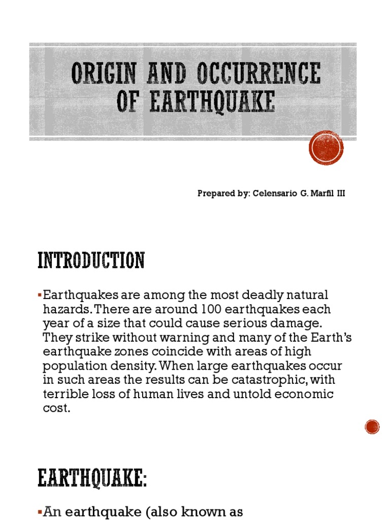 9) (PPT) Origin, Occurrence of Earthquake | Download Free PDF ...