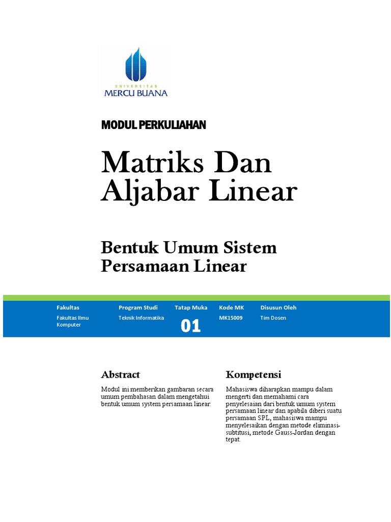 Matriks Dan Aljabar Linear TI | PDF