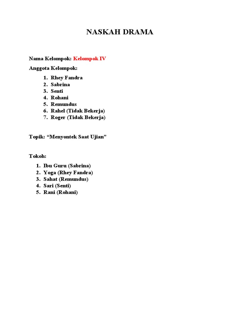 Naskah Drama Anak Sekolah | PDF