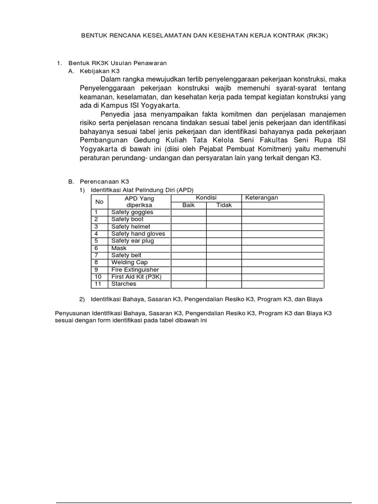 Rencana Keselamatan Konstruksi RKK | PDF