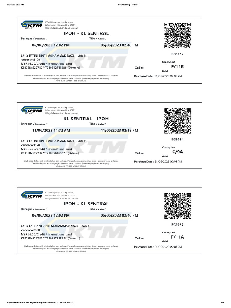 ETS_Intercity - Ticket 06062023 11062023 | PDF