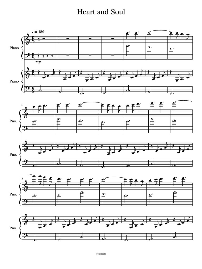 Heart and Soul Piano Duet | PDF