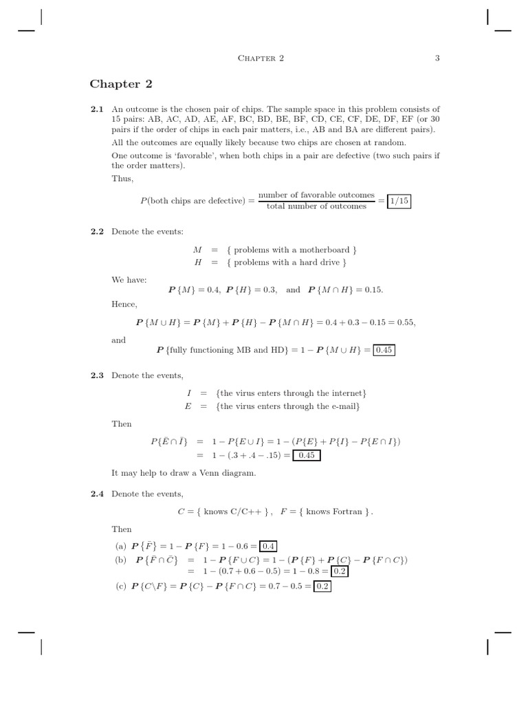 Solutions Manual Probability Statistics Computer Scientists 2nd Edition ...
