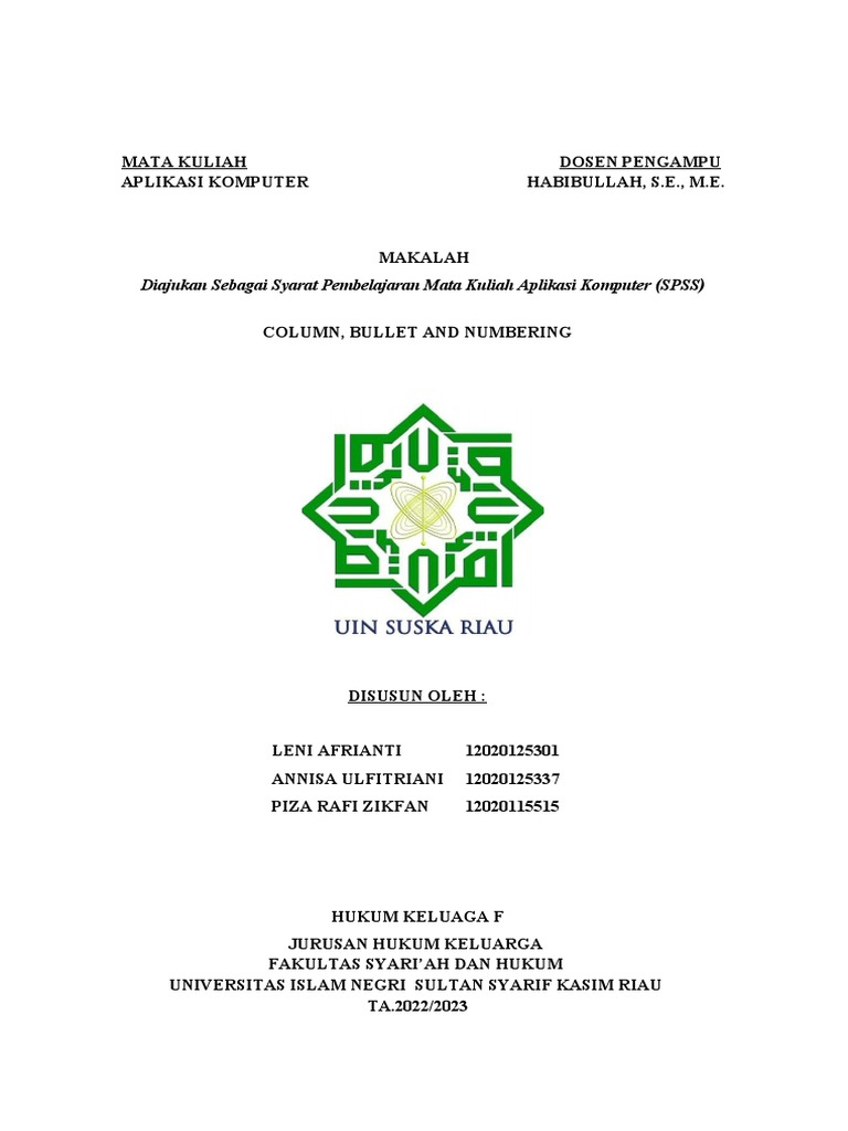 Column Bullet, and Numbering | PDF