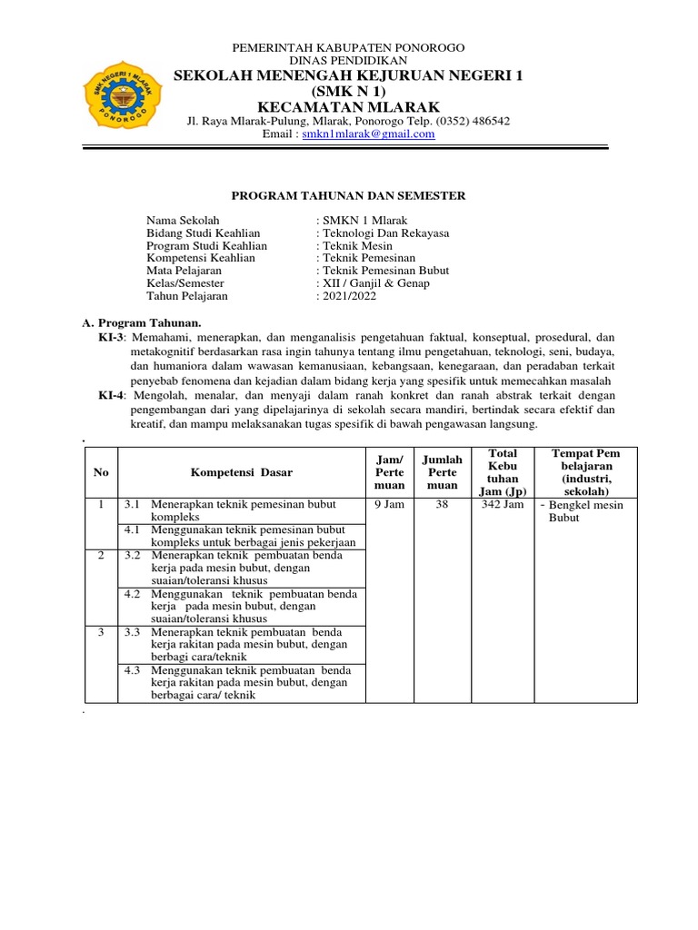 6-Prota+Promes Bubut XII | PDF