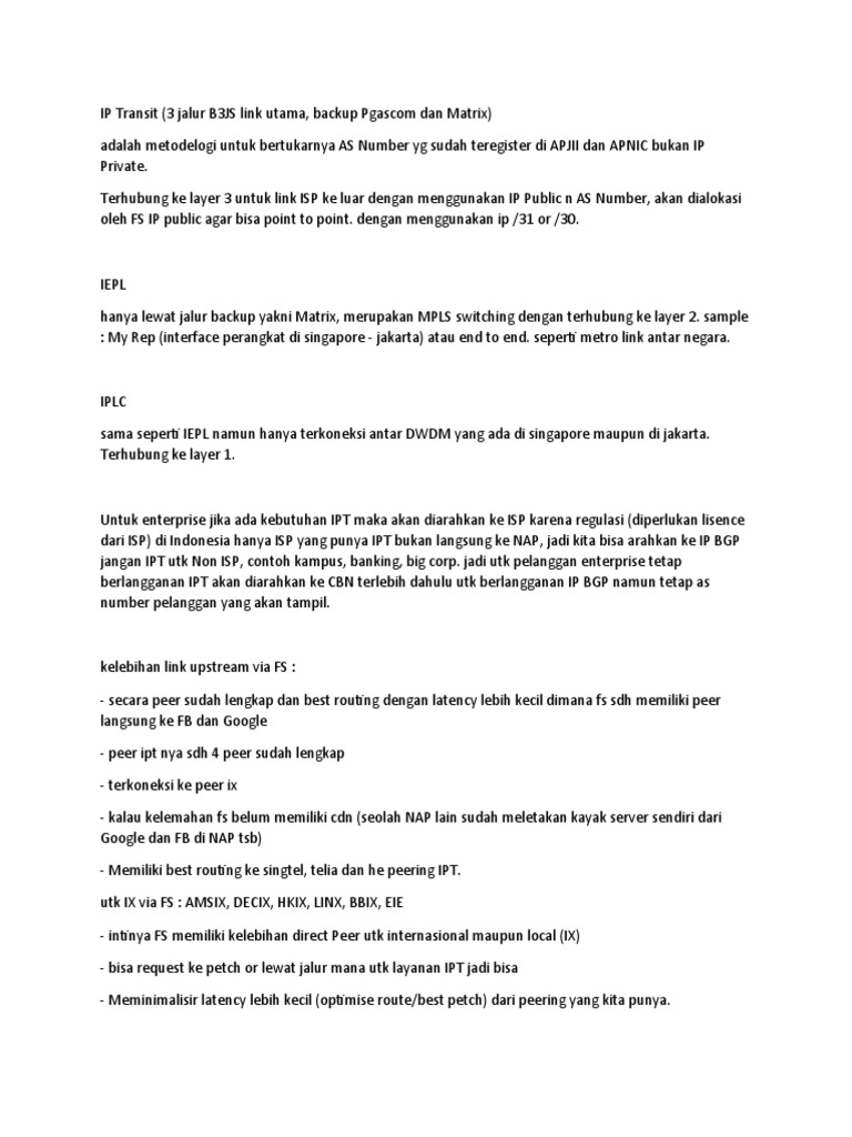 Perbandingan IPT, IEPL, dan IPLC | PDF