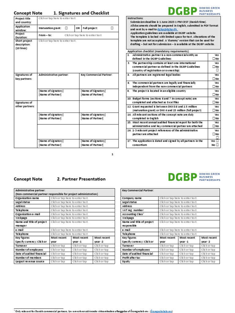 DANIDA Concept-Note-2023. Form | PDF
