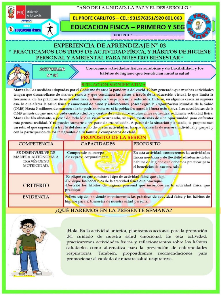 Experiencia de Aprendizaje #03 - Actividad 01 - 1ero y 2do - Educacion Fisica - 00001 | PDF
