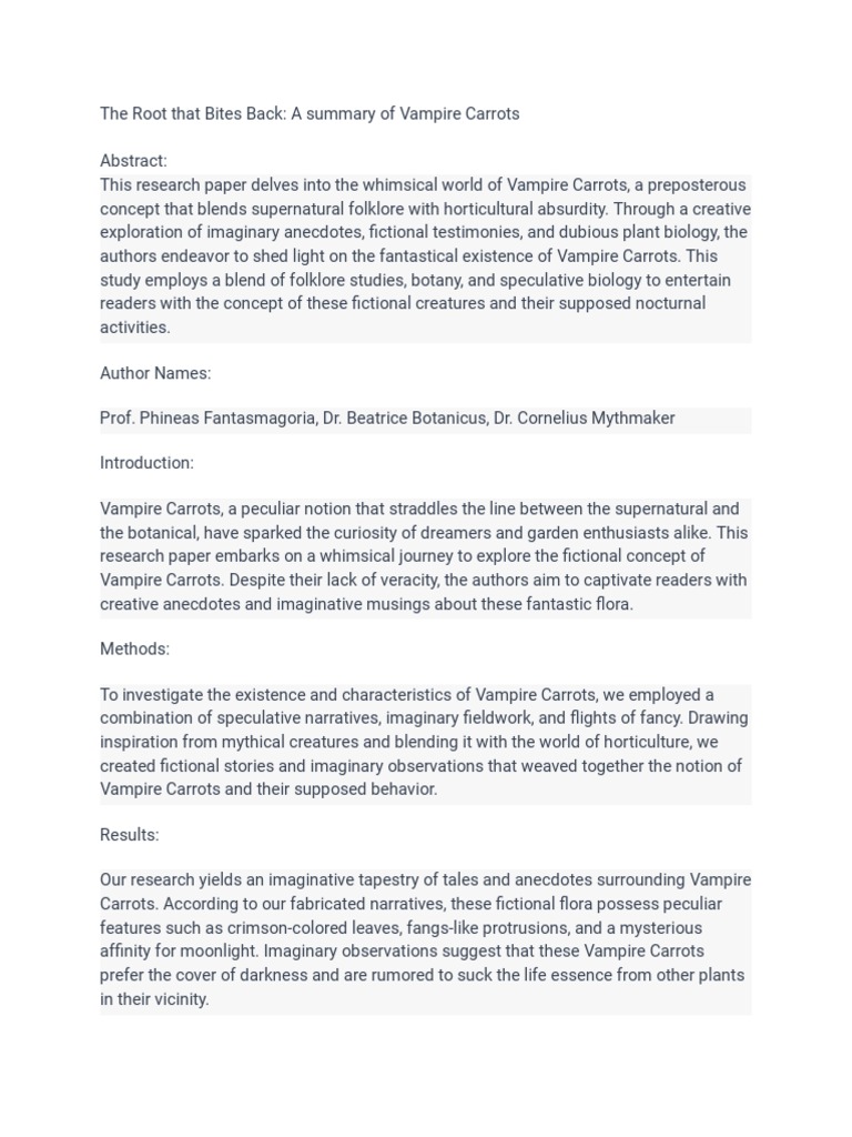 Vampire Carrots: Folklore Meets Botany | PDF | Vampires | Narrative