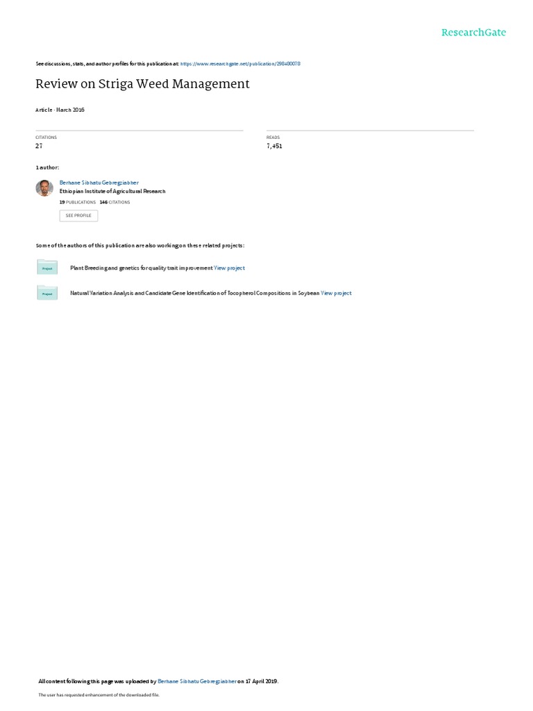 Striga | PDF | Horticulture | Organisms