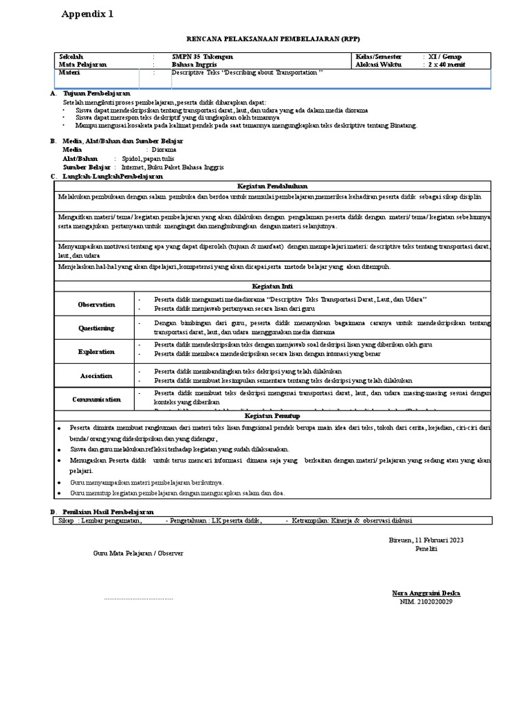 Lesson Plan Siklus 2 | PDF