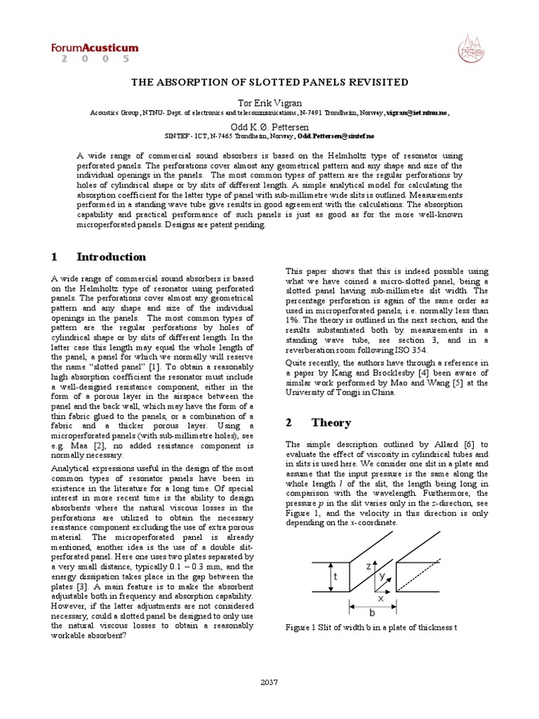 The Absorption of Slotted Panels Revised | PDF | Viscosity | Physical ...