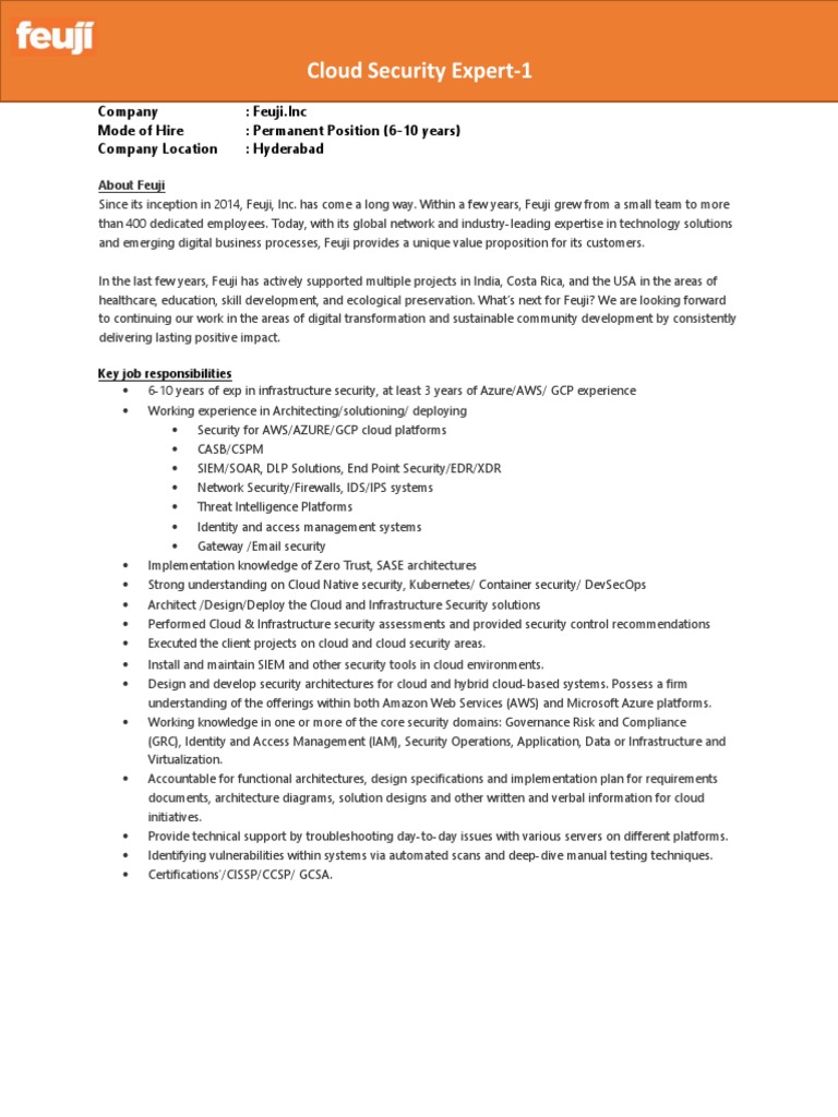 JD-Cloud Security Expert-1 | PDF | Cloud Computing | Security JD-Cloud Security Expert-1 | PDF | Cloud Computing | Security