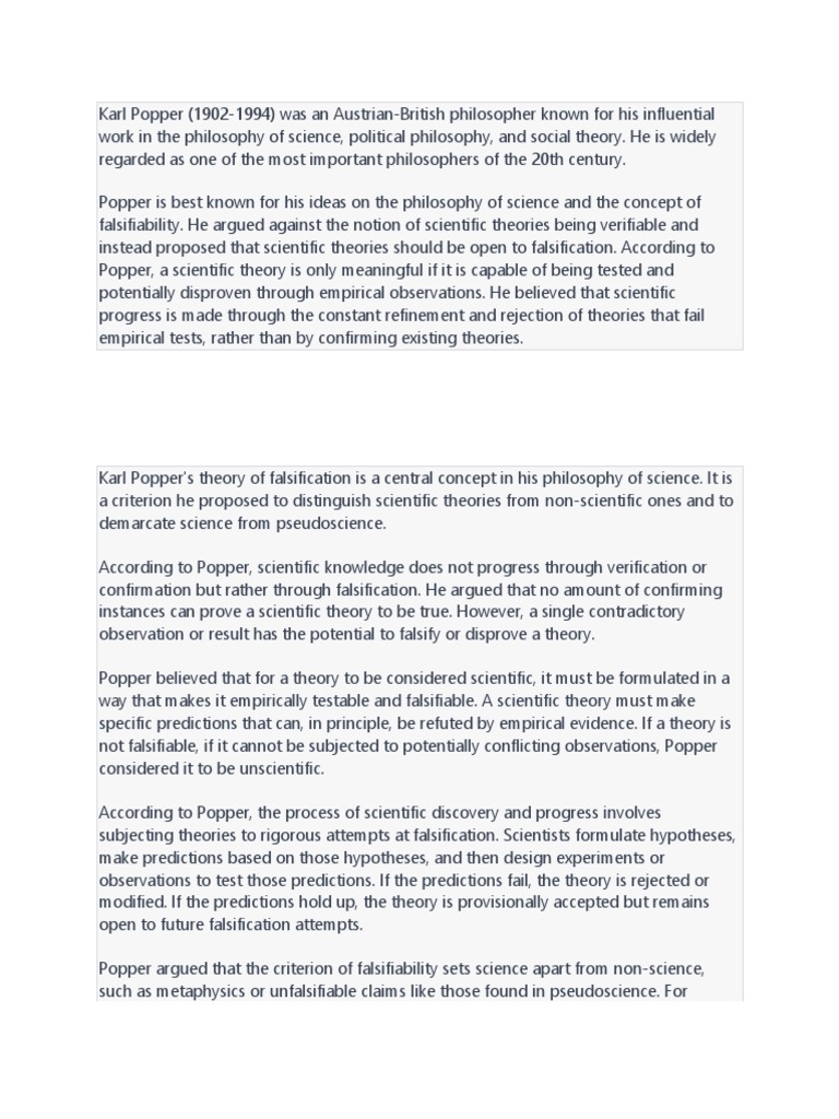 Popper's Falsification Theory | PDF
