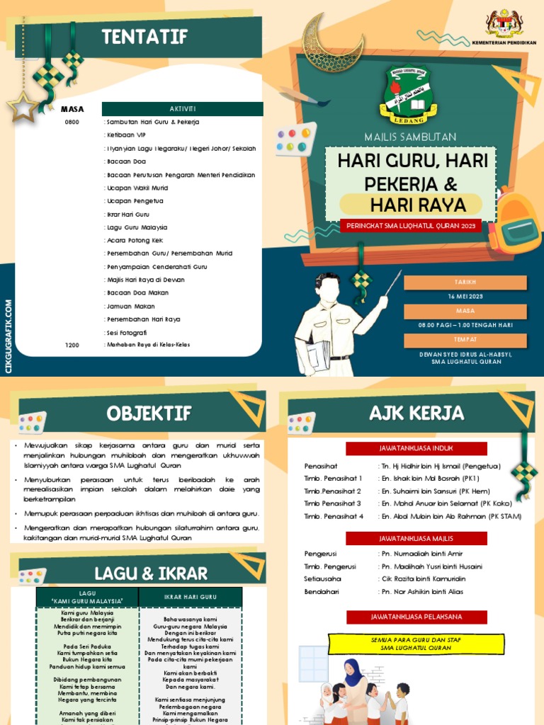 TEMPLATE BUKU PROGRAM HARI GURU, PEKERJA DAN HARI RAYA | PDF