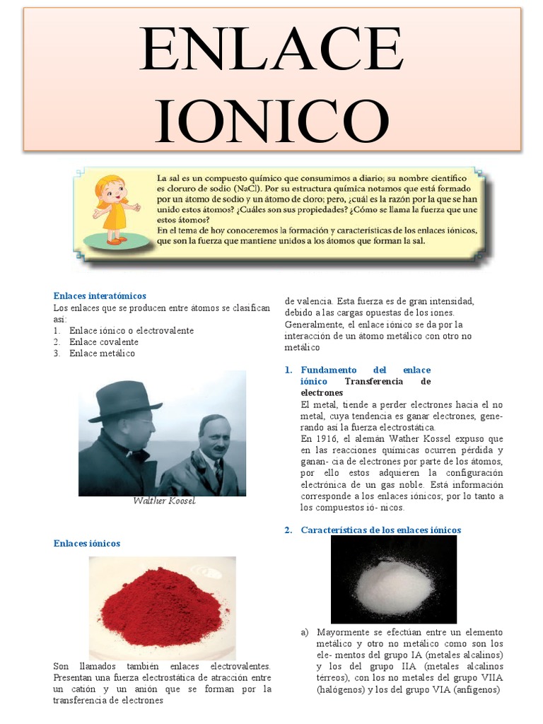 Fundamento Del Enlace Iónico Para Segundo Grado De Secundaria Pdf