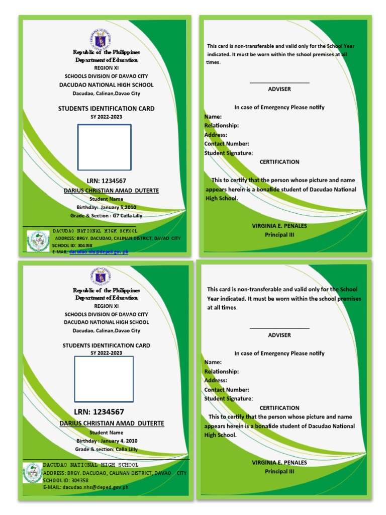 JHS FINAL COPY Student I.D. | PDF